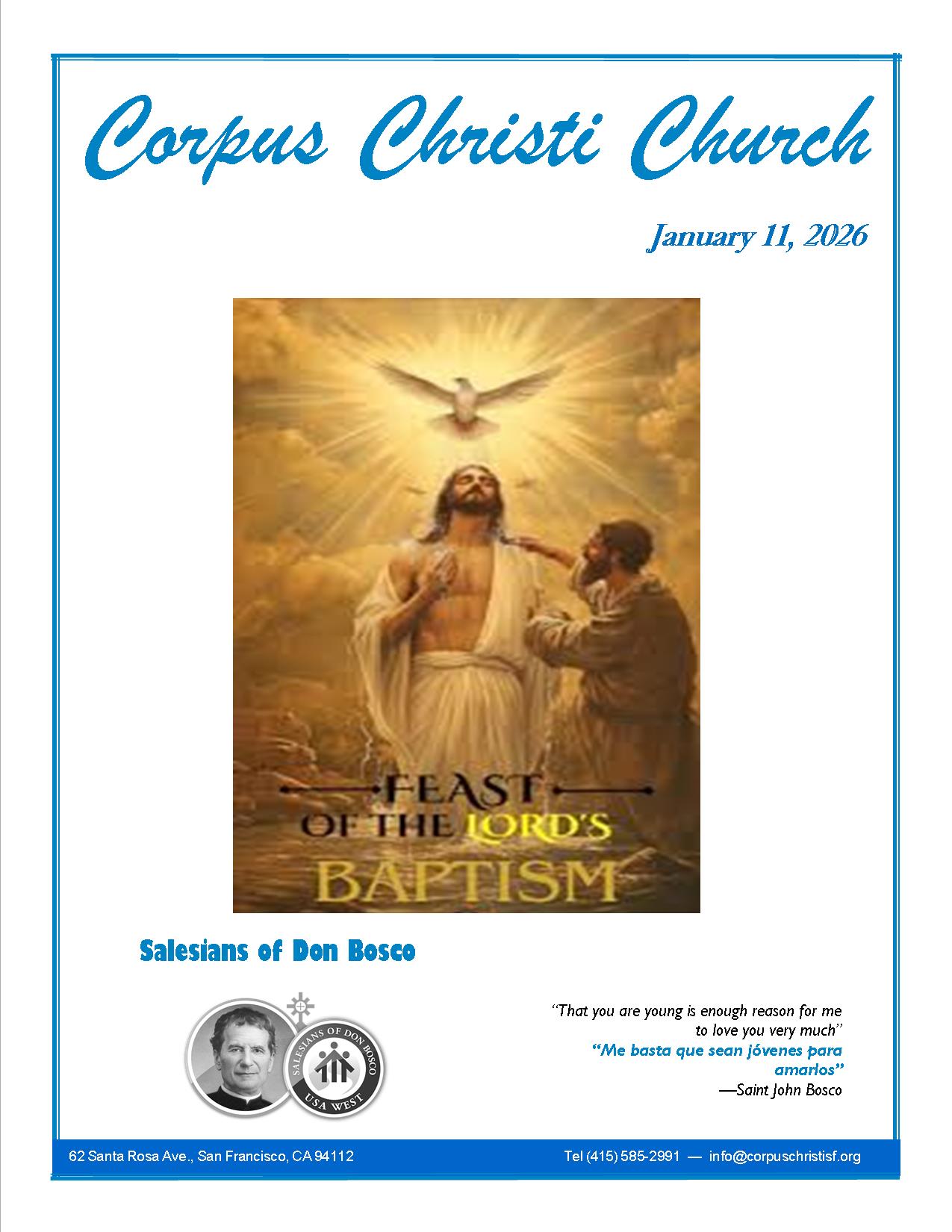 Parish bulletin 01-11-2026 | Corpus Christi Church